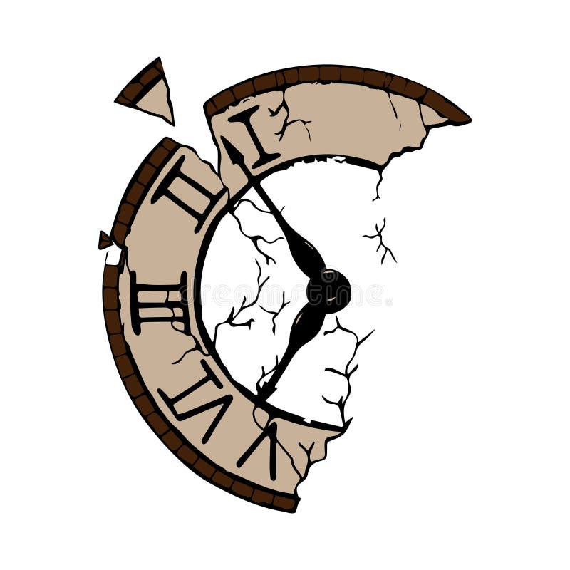 Vintage Clock with Broken Roman Numerals. Antique Wall Clock Dial ...