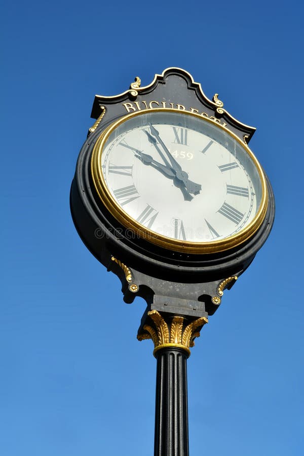 Vintage Clock from Bucharest Stock Photo - Image of city, vintage ...