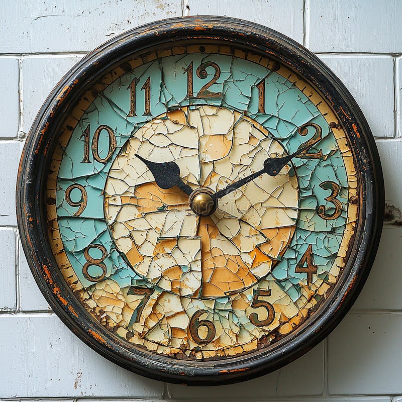 Vintage Clock with Cracked Face and Broken Hands Resting on a ...
