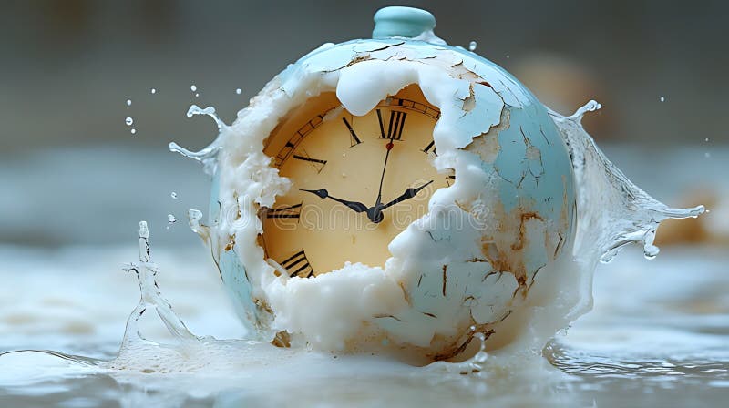 A Vintage Clock Face is Revealed As a Cracked and Chipped Blue Clock ...