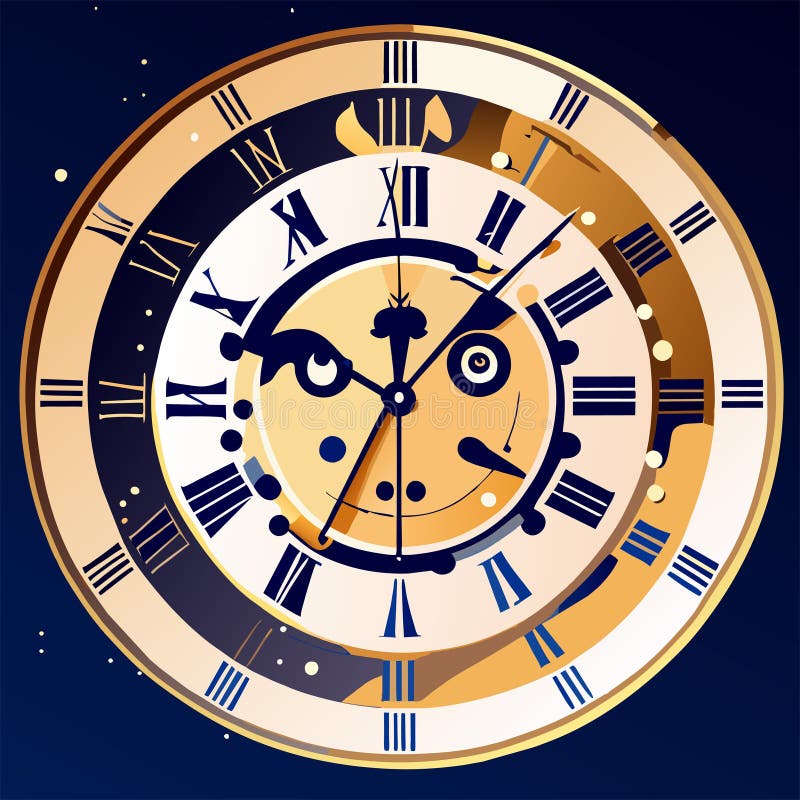 Clock Face in Retro Style. Vector Illustration of a Clock Face Stock ...