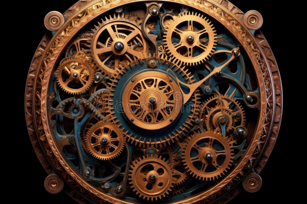 Vintage Clock Gears Interlocking in Motion Stock Image - Image of clock ...