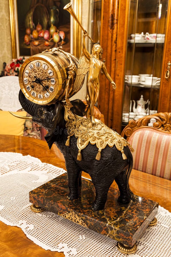 Elephant-clock stock image. Image of kitsch, time, brown - 30325835