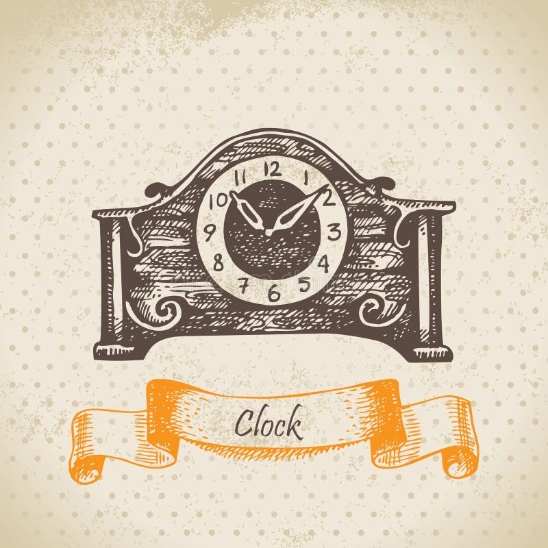 Vintage clock stock vector. Illustration of vintage, minute - 32352213