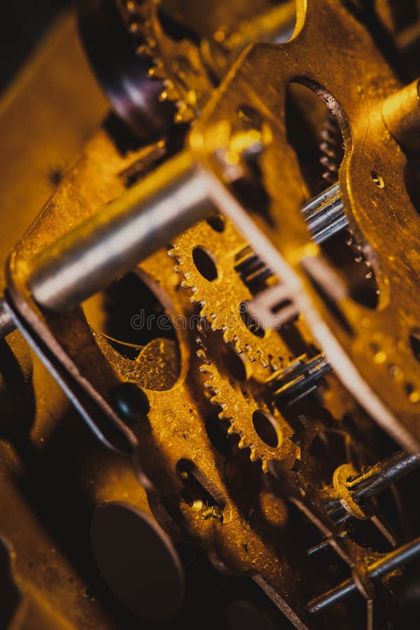 Vintage clock mechanism stock photo. Image of machine - 62819534