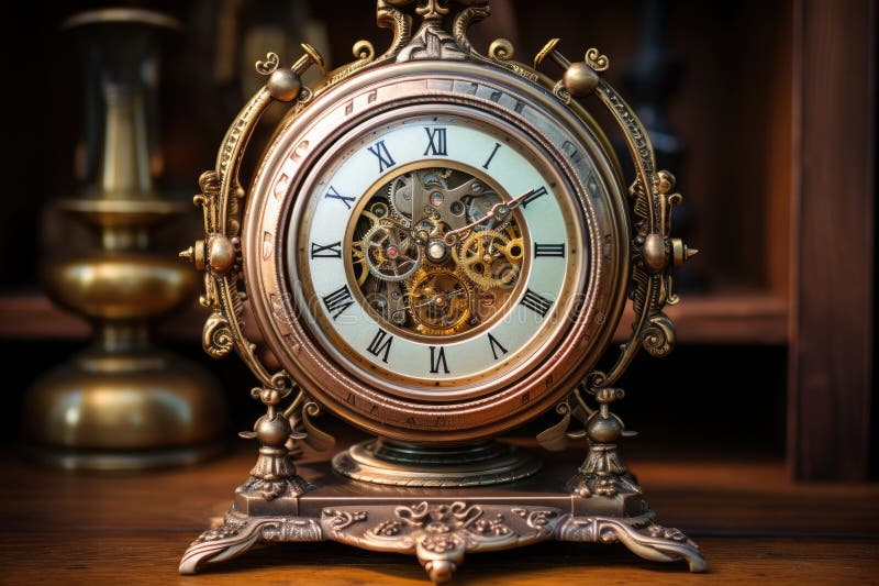 Vintage Clock with Mechanism Vintage Clock with Uncovered Clockwork ...