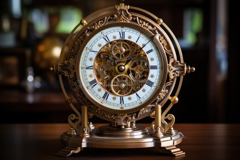 Vintage Clock with Mechanism Vintage Clock with Uncovered Clockwork ...