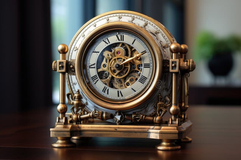 Vintage Clock with Mechanism Vintage Clock with Uncovered Clockwork ...