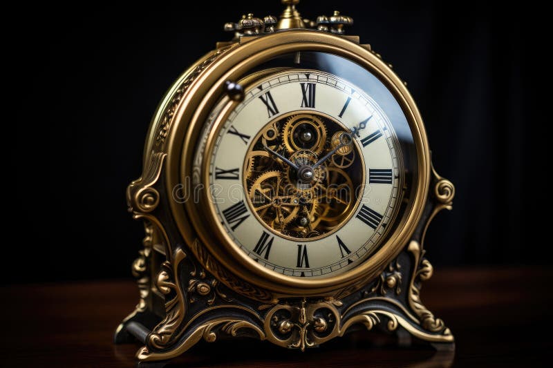 Vintage Clock with Mechanism Vintage Clock with Uncovered Clockwork ...