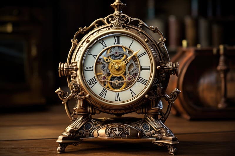 Vintage Clock with Mechanism Vintage Clock with Uncovered Clockwork ...