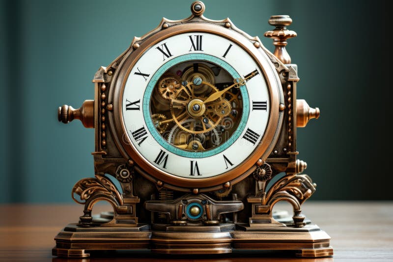 Vintage Clock with Mechanism Vintage Clock with Uncovered Clockwork ...