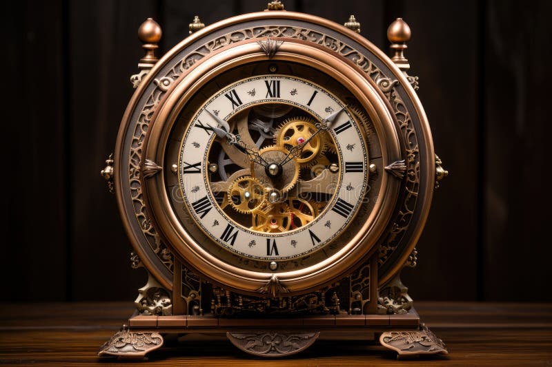 Vintage Clock with Mechanism Vintage Clock with Uncovered Clockwork ...