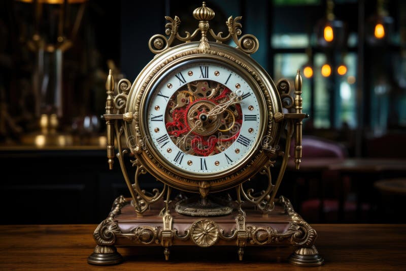 Vintage Clock with Mechanism Vintage Clock with Uncovered Clockwork ...