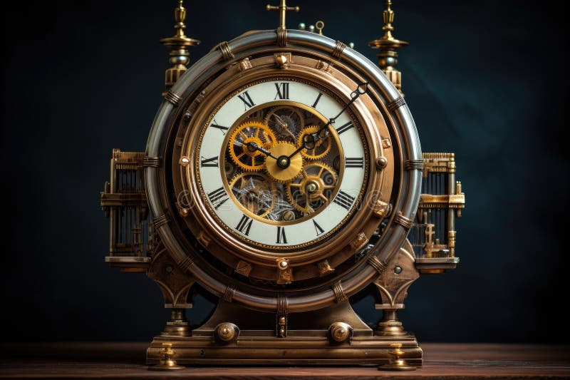 Vintage Clock with Mechanism Vintage Clock with Uncovered Clockwork ...