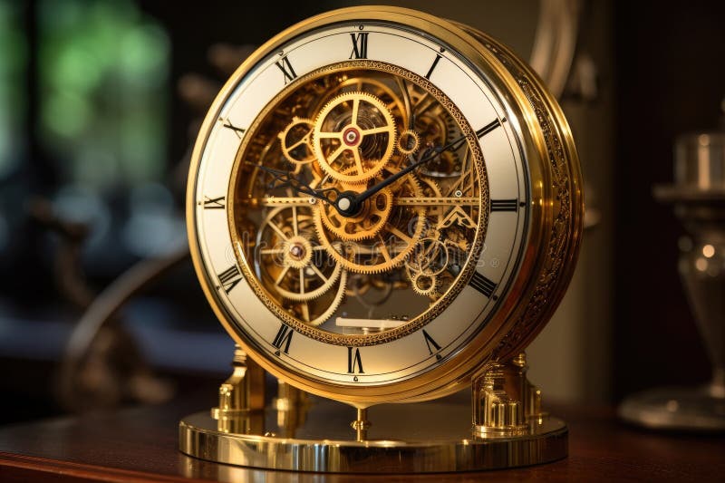 Vintage Clock with Mechanism Vintage Clock with Uncovered Clockwork ...