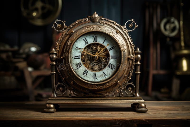 Vintage Clock with Mechanism Vintage Clock with Uncovered Clockwork ...