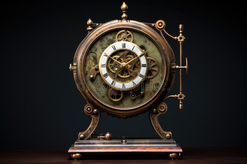 Vintage Clock with Mechanism Vintage Clock with Uncovered Clockwork ...