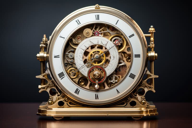 Vintage Clock with Mechanism Vintage Clock with Uncovered Clockwork ...