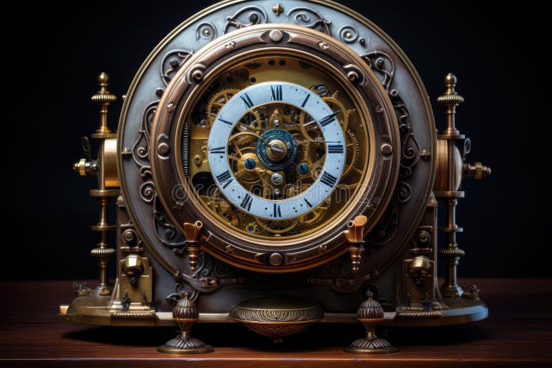 Vintage Clock with Mechanism Vintage Clock with Uncovered Clockwork ...