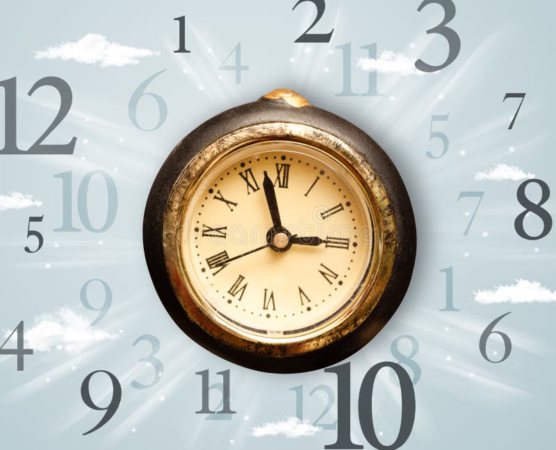 Vintage Clock with Numbers on the Side Stock Photo - Image of black ...