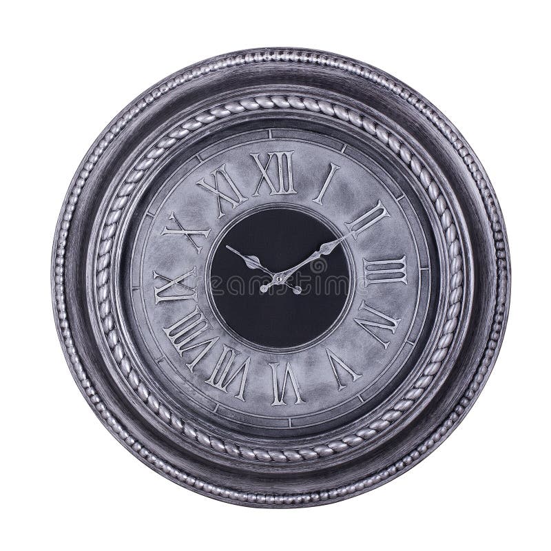 Vintage Clock in Roman Numerals Stock Image - Image of design, arrow ...