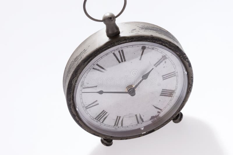 Vintage Clock with Roman Numerals Stock Photo - Image of isolated ...