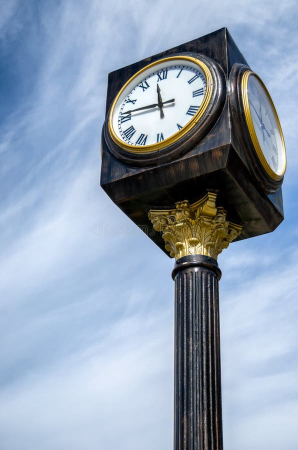 Vintage Clock in the Street Stock Image - Image of clock, clouds: 24736817