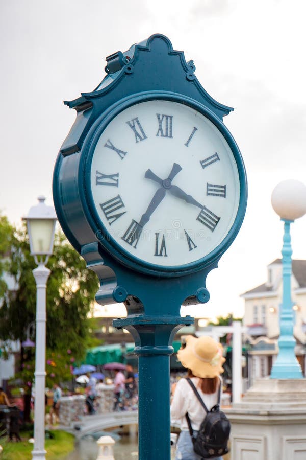 Vintage Clock Tower in the Village. Stock Photo - Image of industry ...