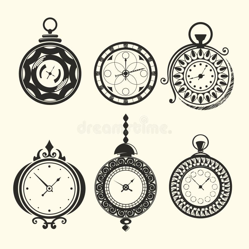 Old vintage clock set stock vector. Illustration of isolated - 45548424