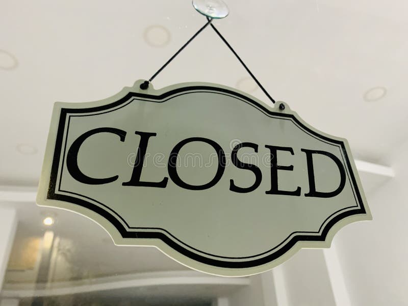 Vintage Closed Sign in Shop Window Stock Photo - Image of information ...