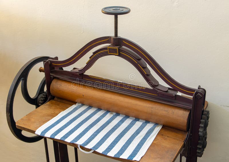 The Vintage Clothes Drying Machine - Mangle Stock Image - Image of ...