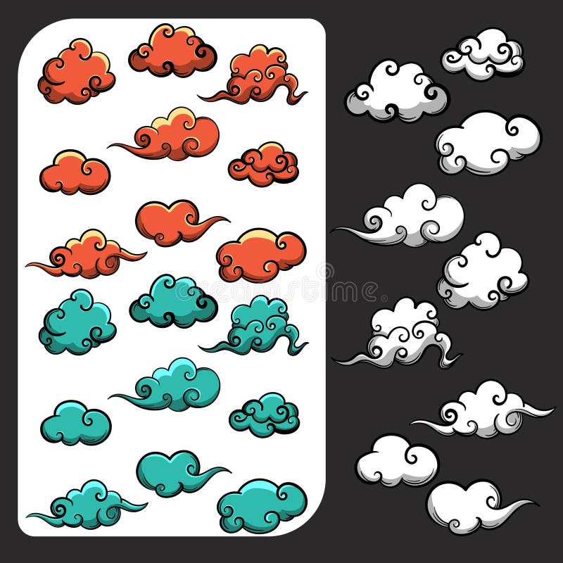 Vintage Cloud Design in Various Vector Shapes Stock Illustration ...