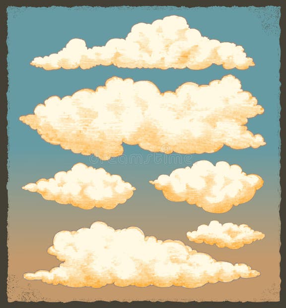 Vintage clouds stock vector. Illustration of retro, vintage - 62273489