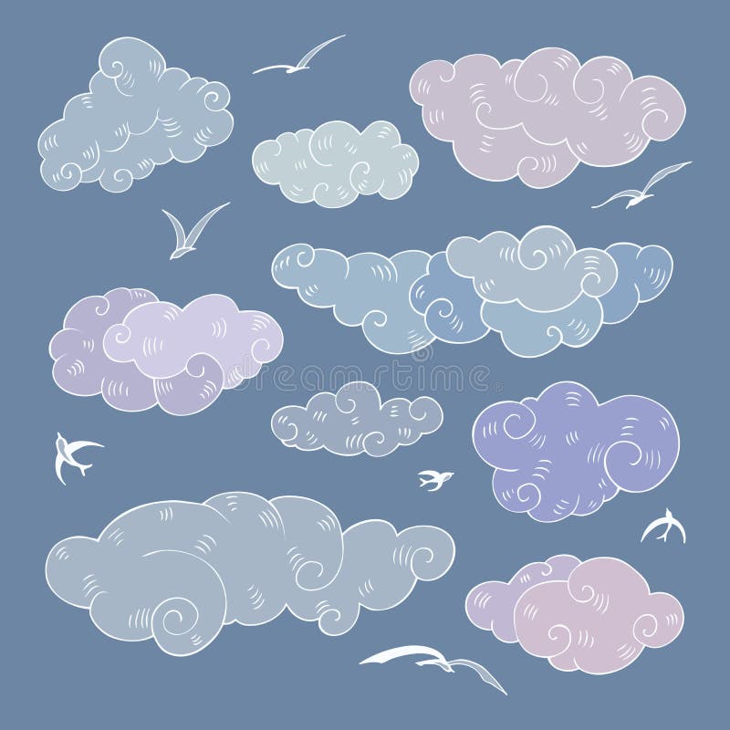 Vintage clouds stock vector. Illustration of drawing - 20549275