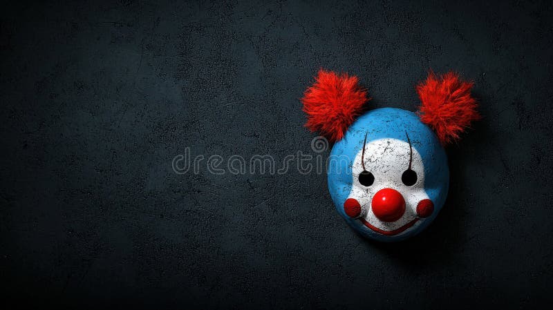 Vintage Clown Face with Blue and Red Features on a Dark Textured ...