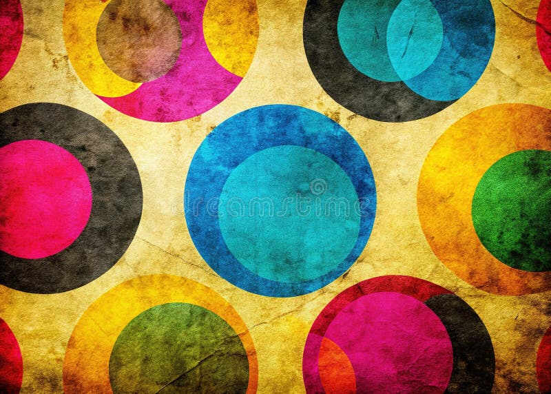 Vintage CMYK Color Circle Paper Texture Background a Grunge Design ...