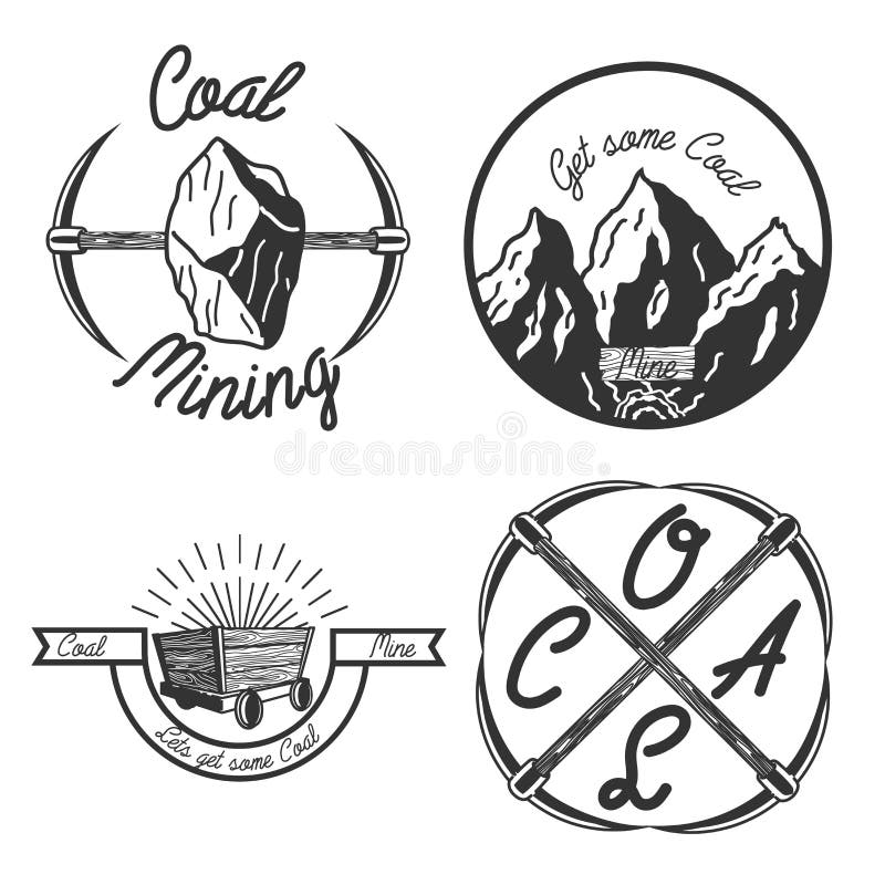 Vintage Coal Mining Emblems Stock Vector - Illustration of cart ...