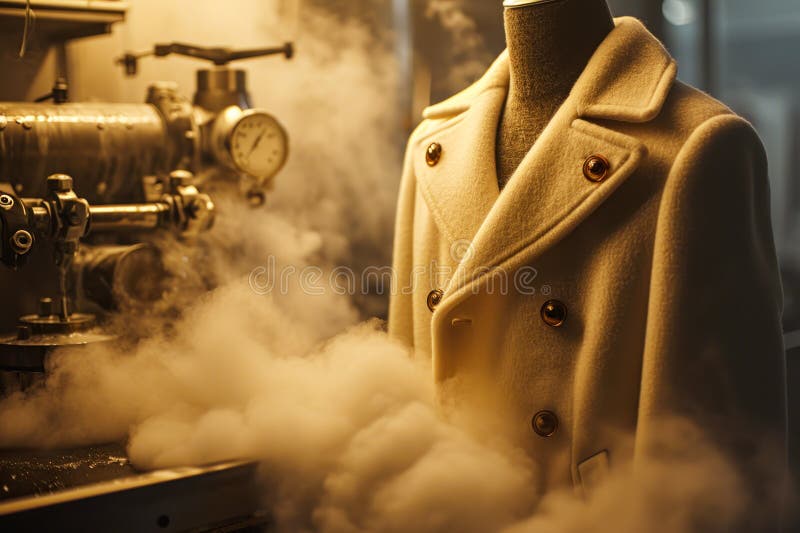 Vintage Coat in Steam Cleaning Machine. Stock Image - Image of ...