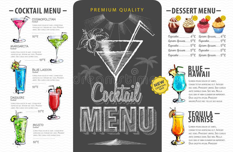 Vintage Cocktail Menu Design. Beverages Menu Stock Vector ...