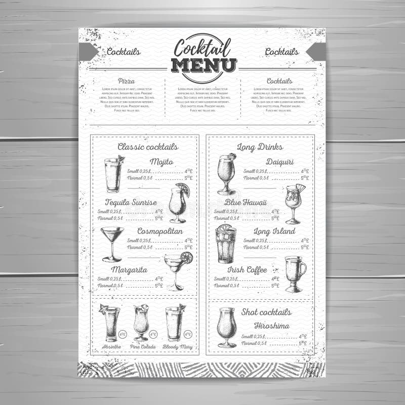 Vintage Cocktail Menu Design. Stock Vector - Illustration of bloody ...