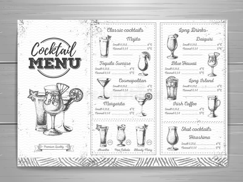 Vintage Cocktail Menu Design. Stock Vector - Illustration of coffee ...