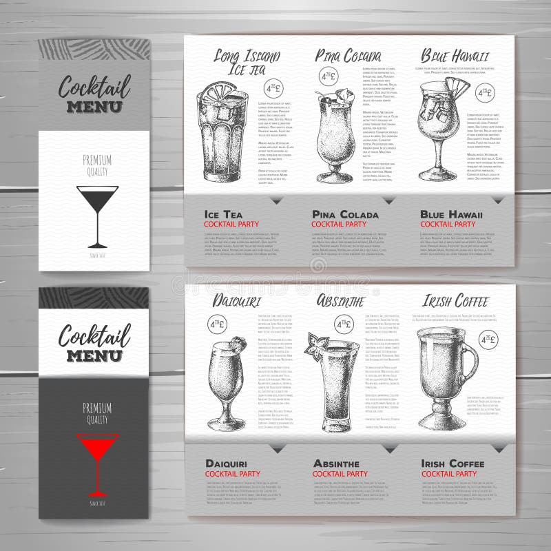 Vintage Cocktail Menu Design. Stock Vector - Illustration of menu ...