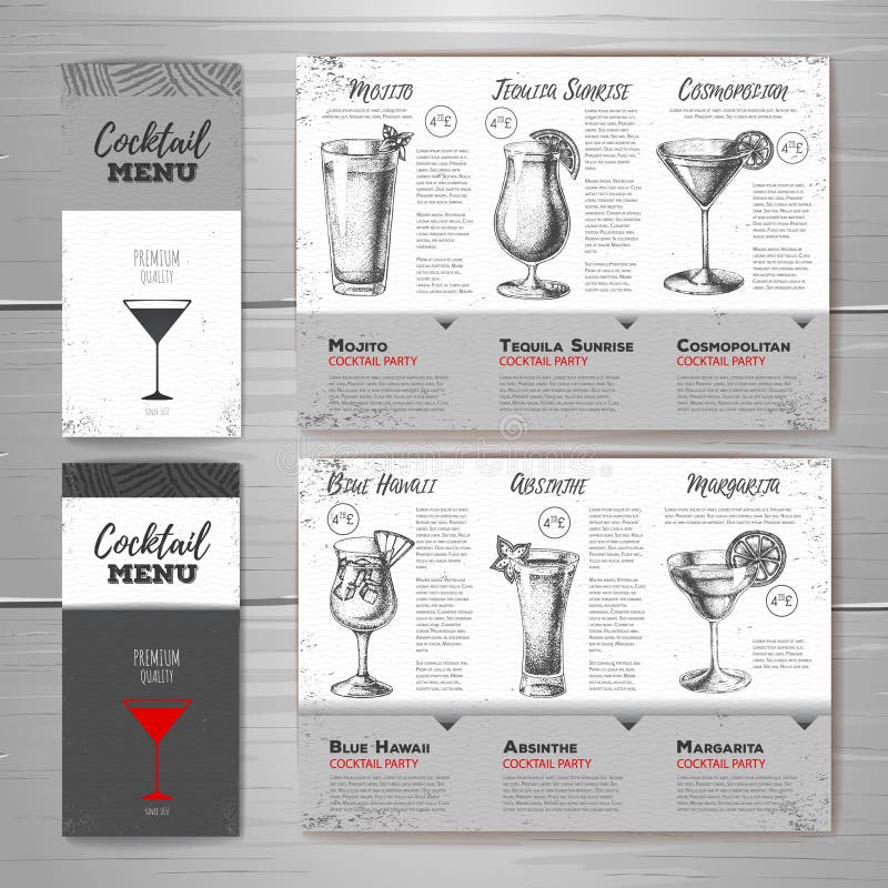 Vintage Cocktail Menu Design. Document Template Stock Vector ...