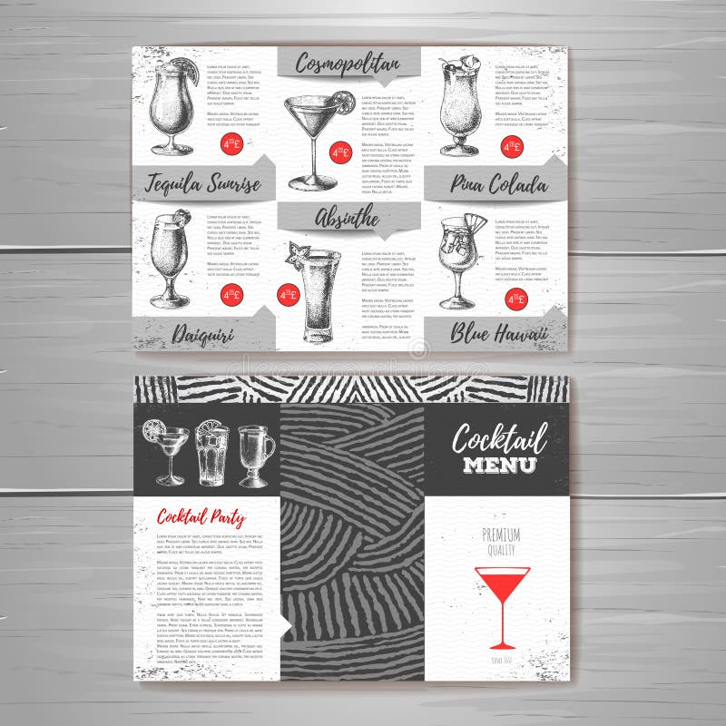Vintage Cocktail Menu Design Stock Vector Illustration Of Background Hawaii 75057713