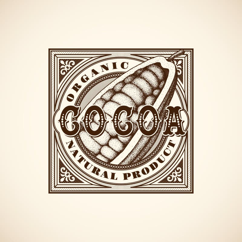 Vintage cocoa label stock vector. Illustration of grade - 80752520