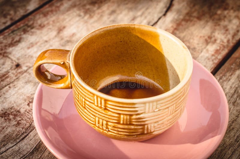 Vintage Coffee Cup on Wooden Table Stock Photo - Image of light, menu ...