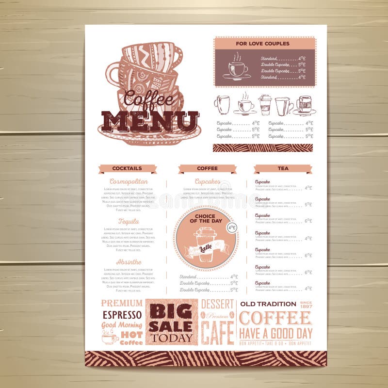 Vintage Coffee Menu Design. Stock Vector - Illustration of ribbon ...