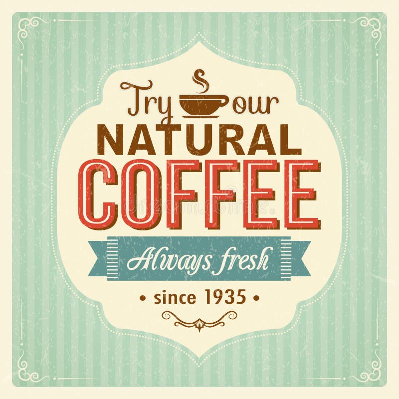Vintage Coffee Poster with Grunge Effects Stock Illustration ...