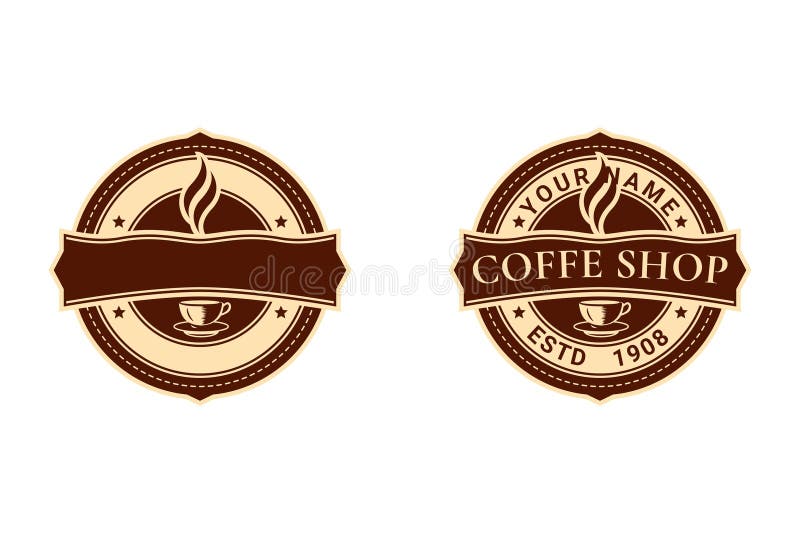 Vintage Coffee Shop Logo Emblem Circle Stock Illustration ...