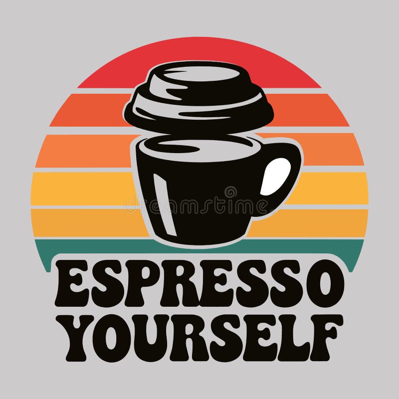 Vintage Coffee Vibes: Bold Espresso Cup and Groovy Stock Vector ...